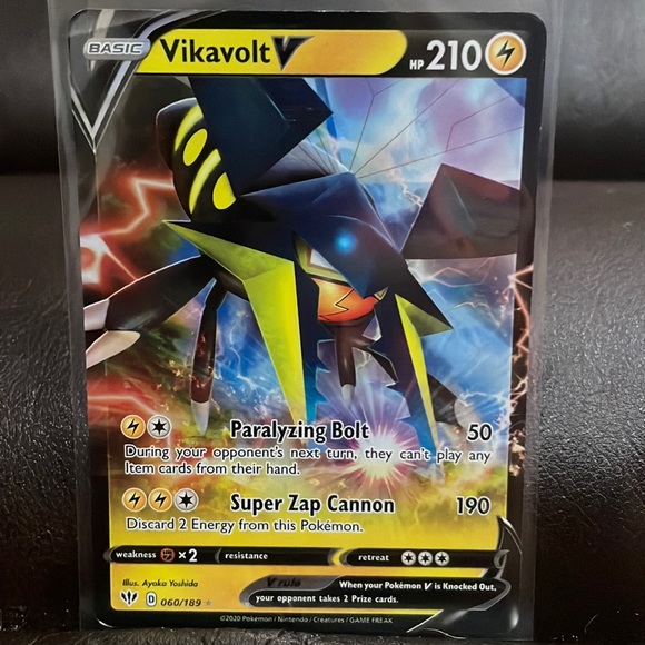 Pokemon | Toys | Mc Mint Condition 220 Pokmon Card Basic Vikavolt V Hp ...